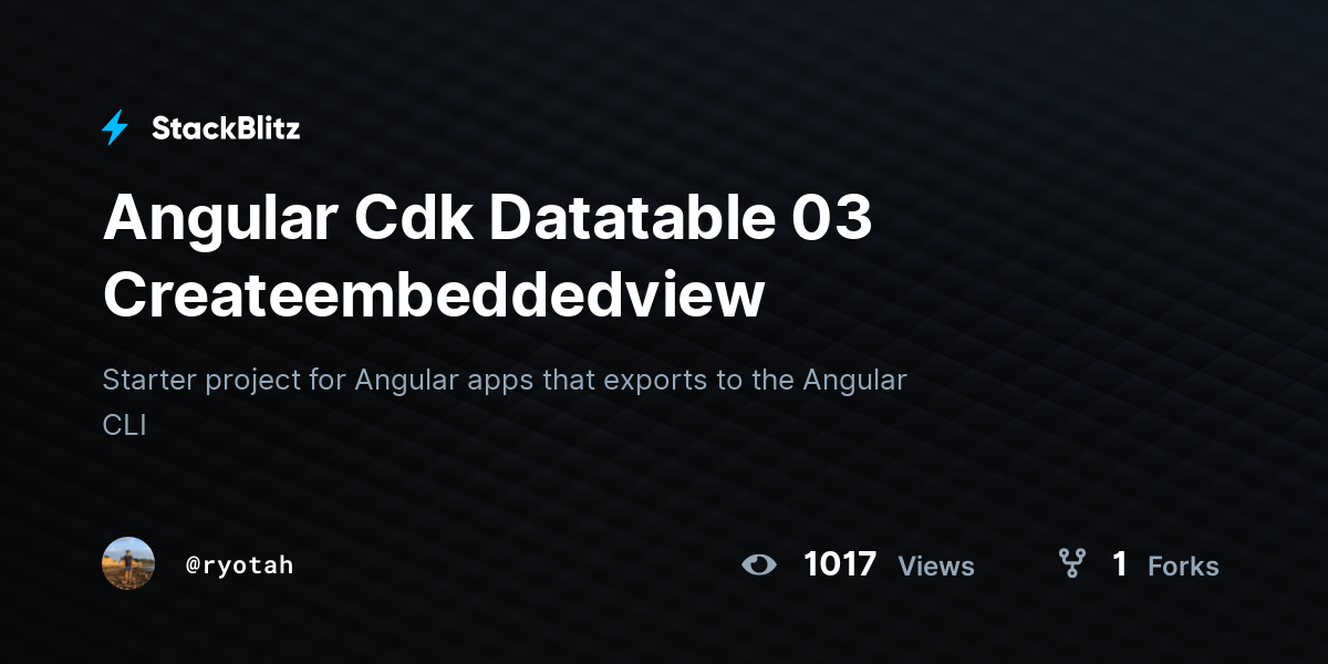 Angular Cdk Datatable 03 Createembeddedview - StackBlitz