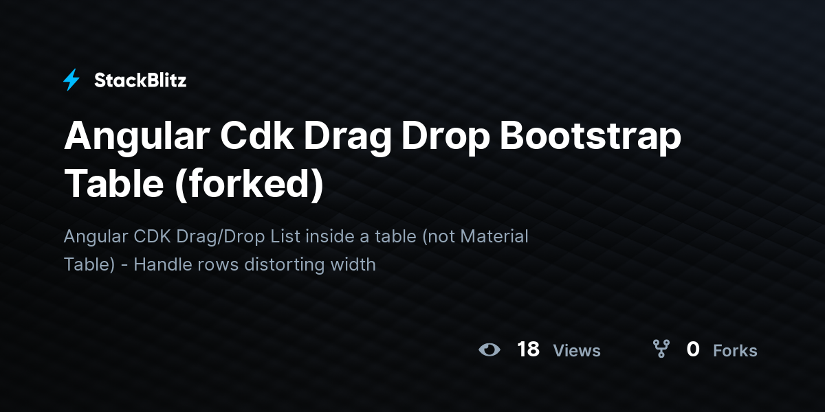 Angular Cdk Drag Drop Bootstrap Table (forked) - StackBlitz