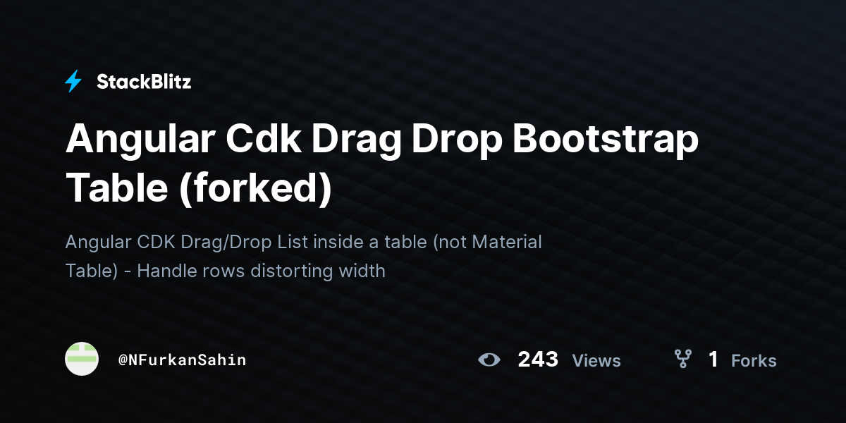 Angular Cdk Drag Drop Bootstrap Table (forked) - StackBlitz
