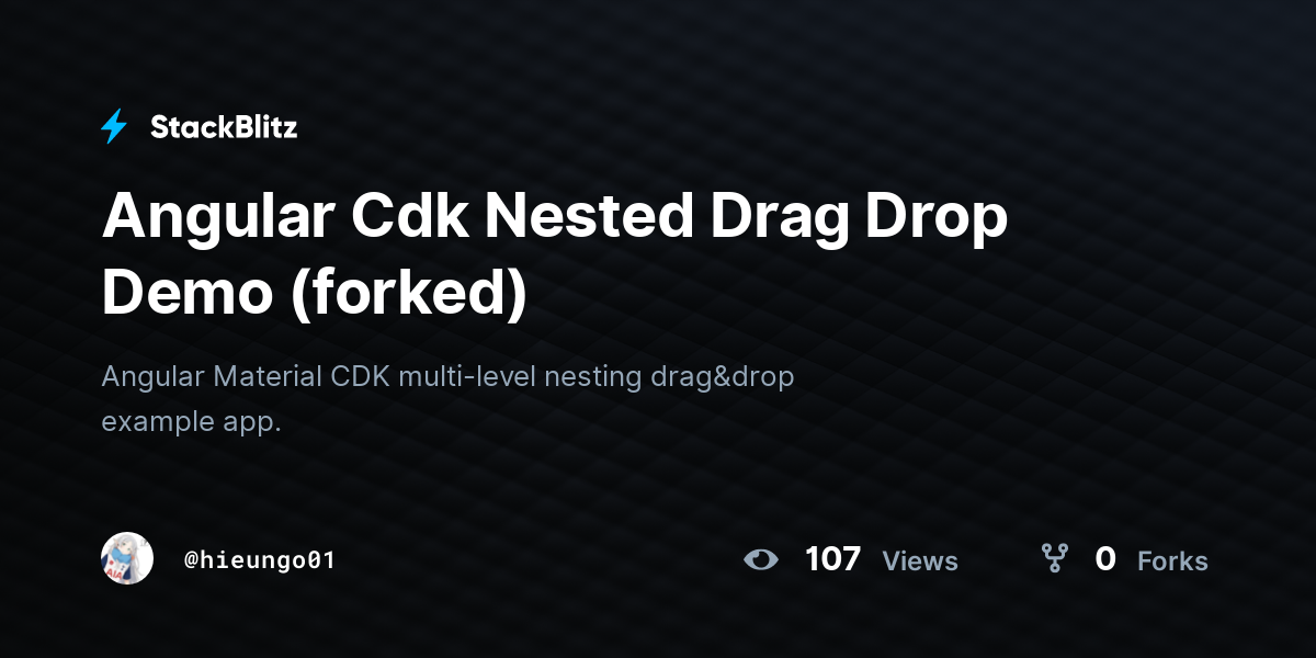 Angular Cdk Nested Drag Drop Demo (forked) - StackBlitz