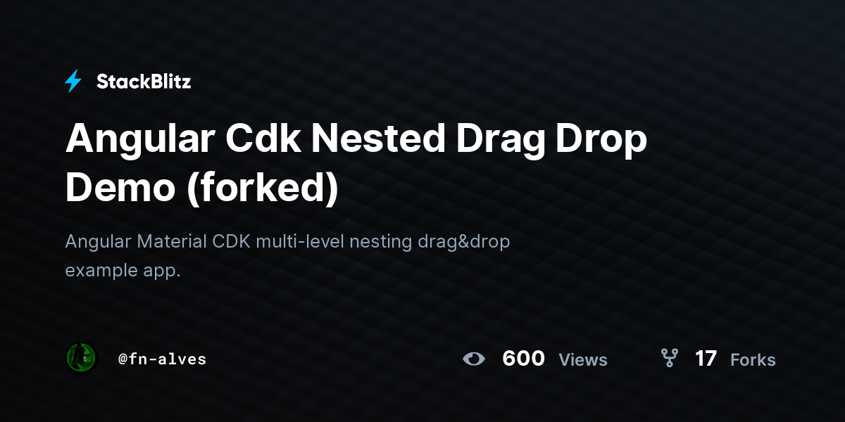 Angular Cdk Nested Drag Drop Demo (forked) - StackBlitz