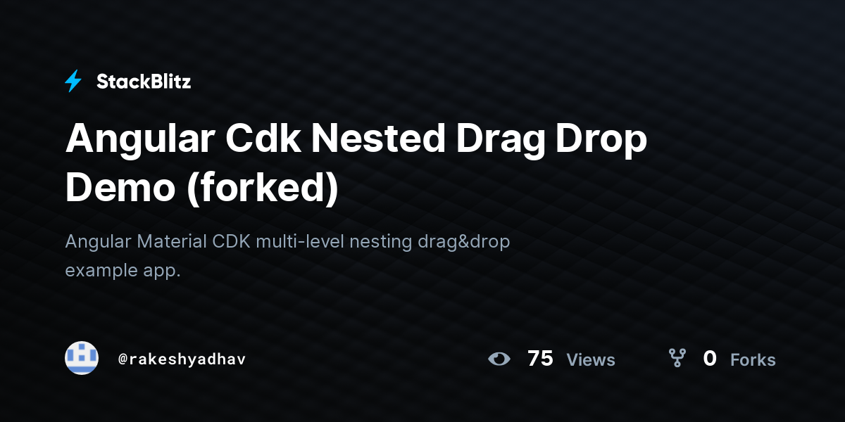Angular Cdk Nested Drag Drop Demo (forked) - StackBlitz