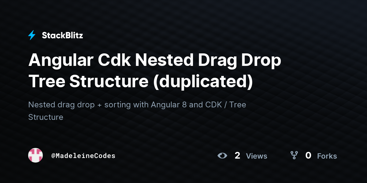 Angular Cdk Nested Drag Drop Tree Structure (duplicated) - StackBlitz