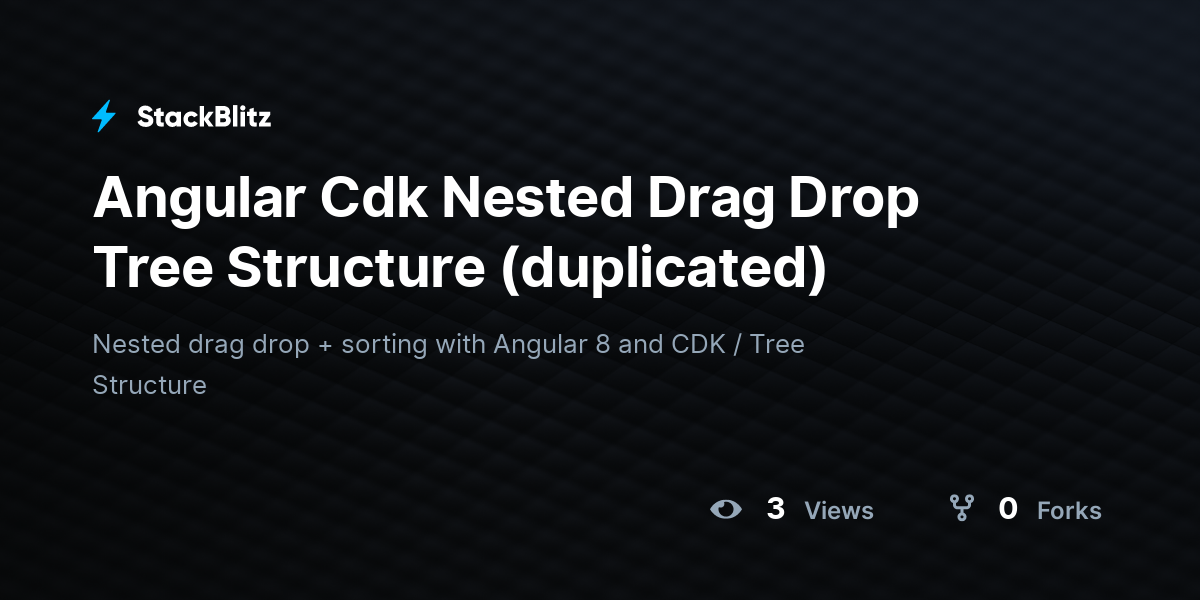 Angular Cdk Nested Drag Drop Tree Structure (duplicated) - StackBlitz
