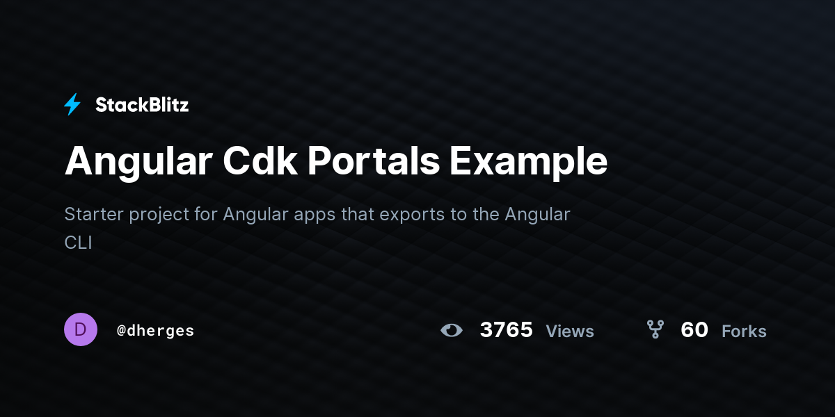 Angular Cdk Portals Example - StackBlitz