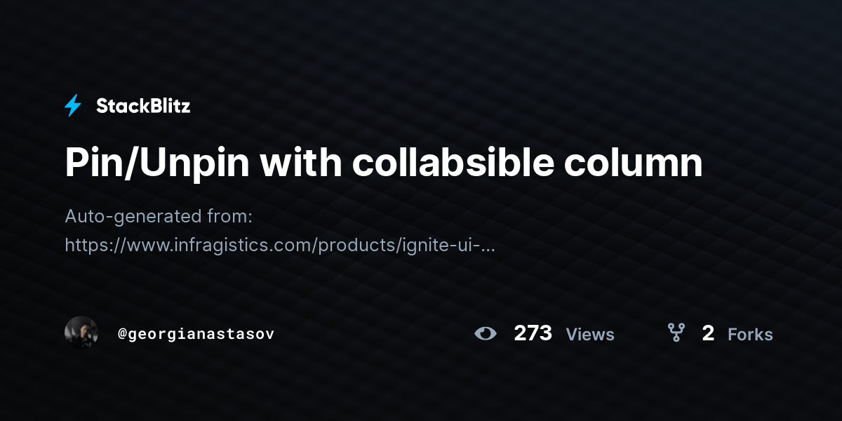 Pin/Unpin with collabsible column - StackBlitz