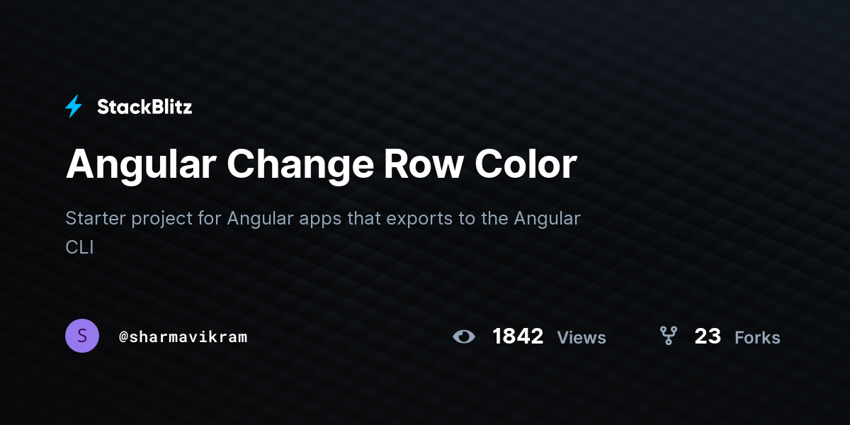 Angular Change Row Color - StackBlitz