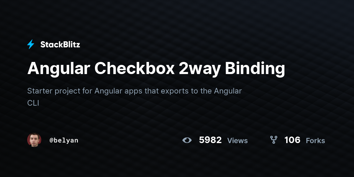 Angular Checkbox 2way Binding - StackBlitz