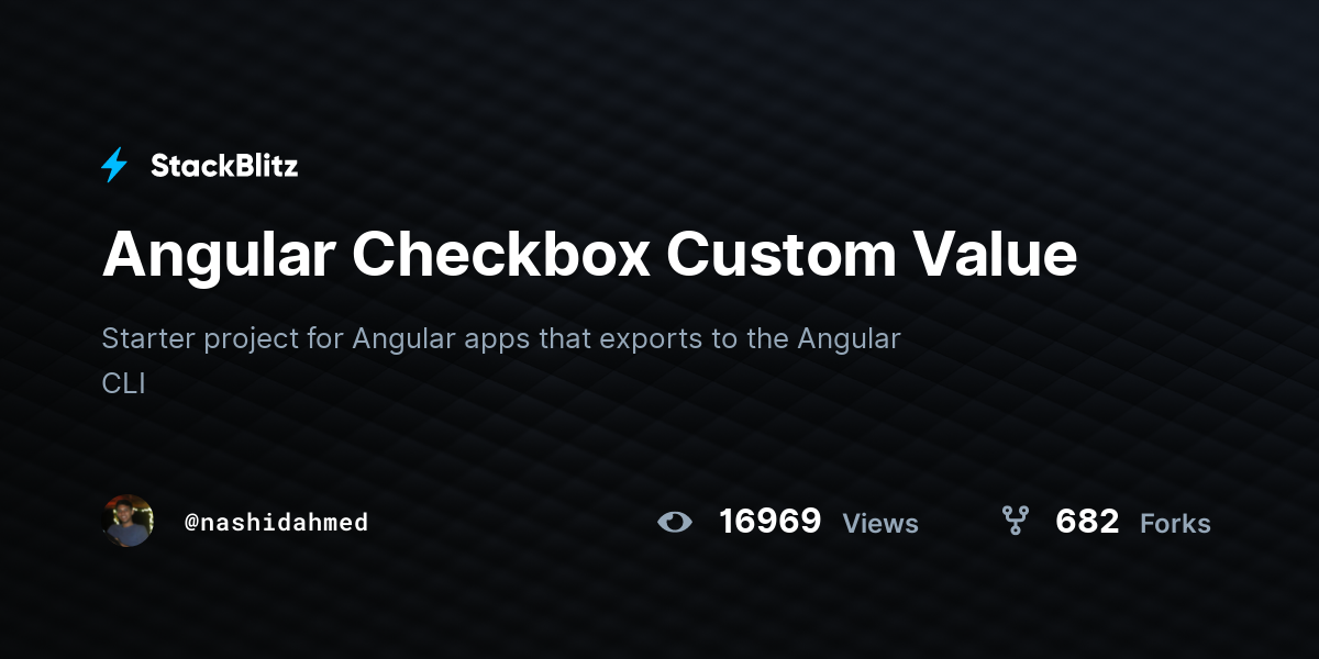 Angular Checkbox Custom Value - StackBlitz
