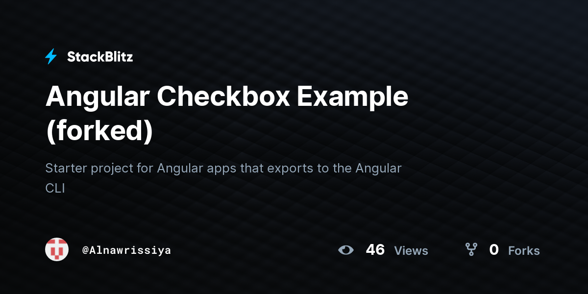 Angular Checkbox Example (forked) - StackBlitz