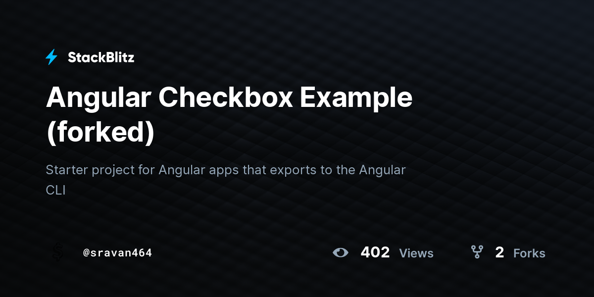Angular Checkbox Example (forked) - StackBlitz