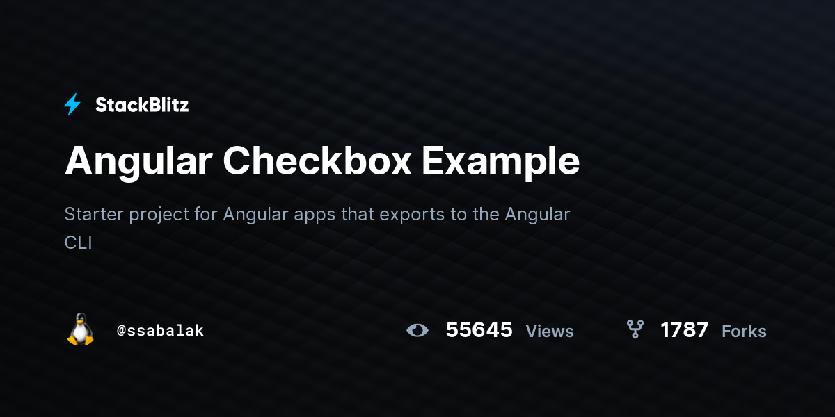 Angular Checkbox Example StackBlitz