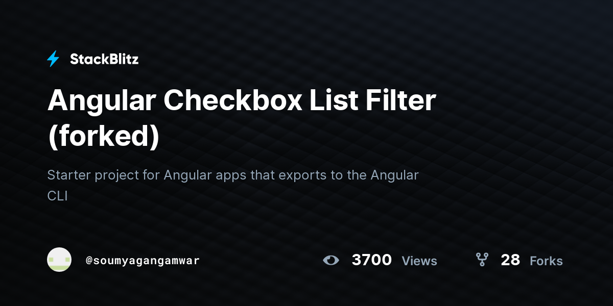 Angular Checkbox List Filter (forked) - StackBlitz