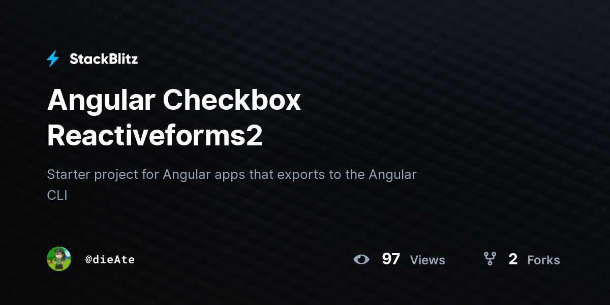 Angular Checkbox Reactiveforms2 - StackBlitz
