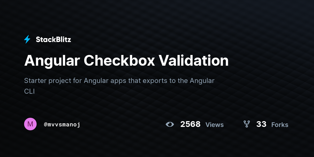 Angular Checkbox Validation - StackBlitz