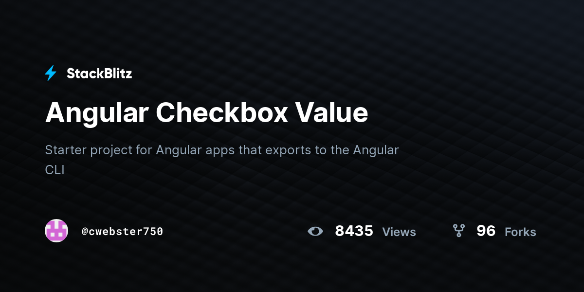Angular Checkbox Value - StackBlitz