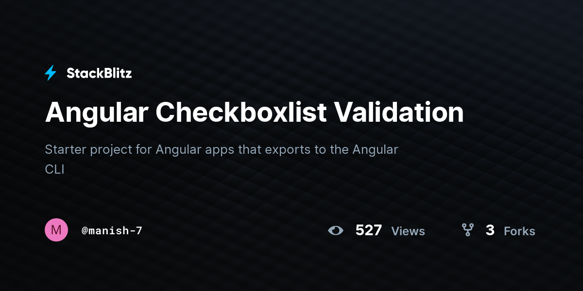 Angular Checkboxlist Validation - StackBlitz