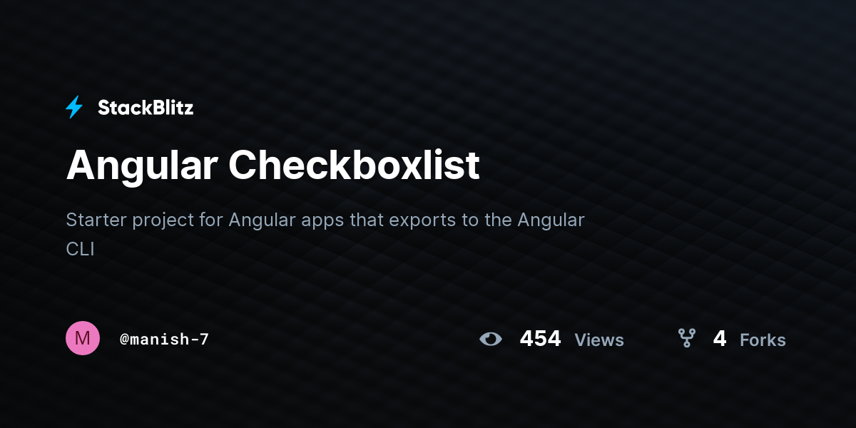 Angular Checkboxlist - StackBlitz Angular Checkboxlist - StackBlitz