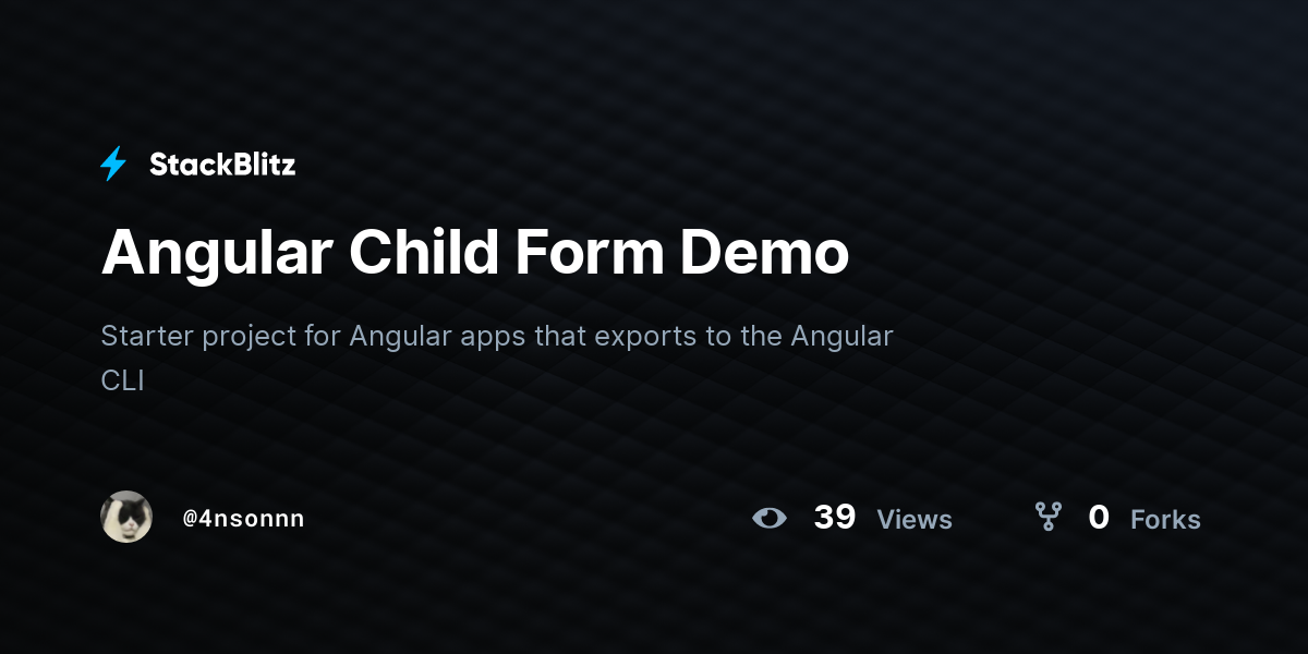 Angular Child Form Demo - StackBlitz