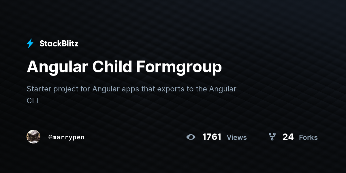 Angular Child Formgroup - StackBlitz