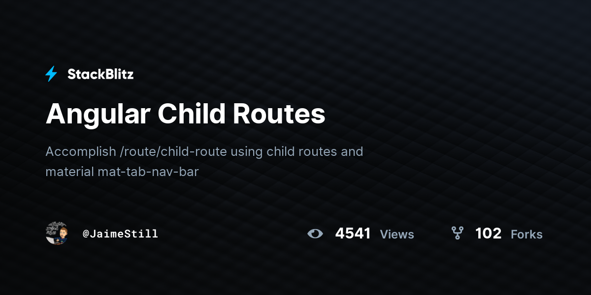 Angular Child Routes Stackblitz