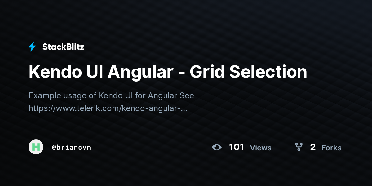 Kendo UI Angular - Grid Selection - StackBlitz