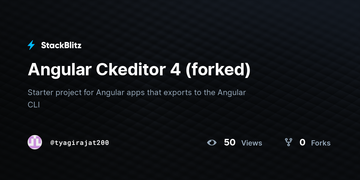 Angular Ckeditor 4 (forked) - StackBlitz