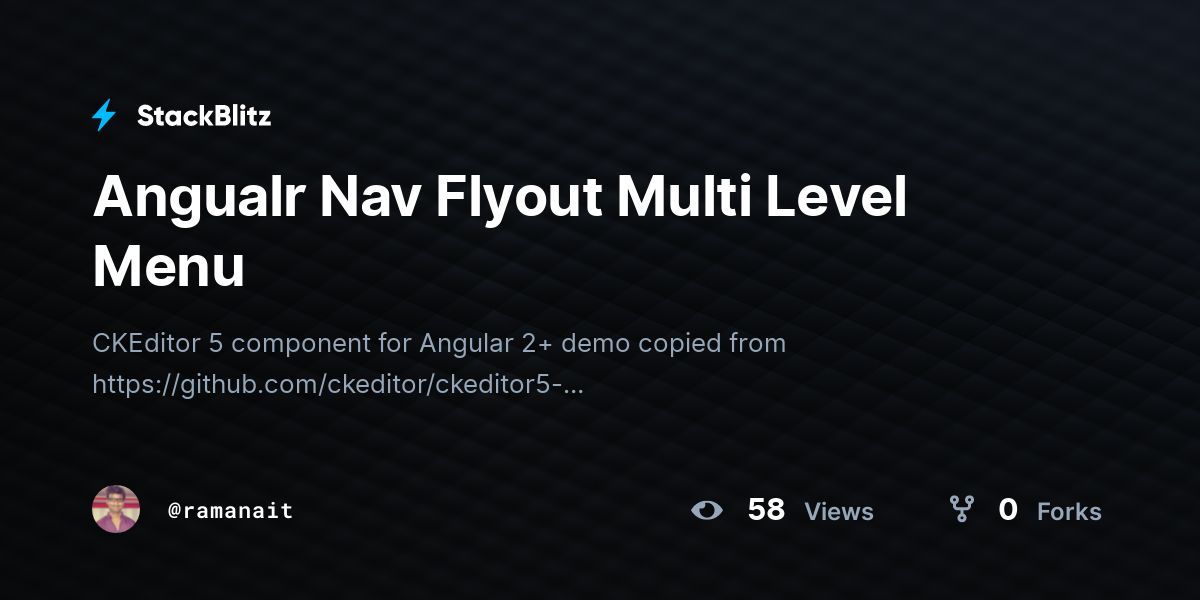 Angualr Nav Flyout Multi Level Menu - StackBlitz
