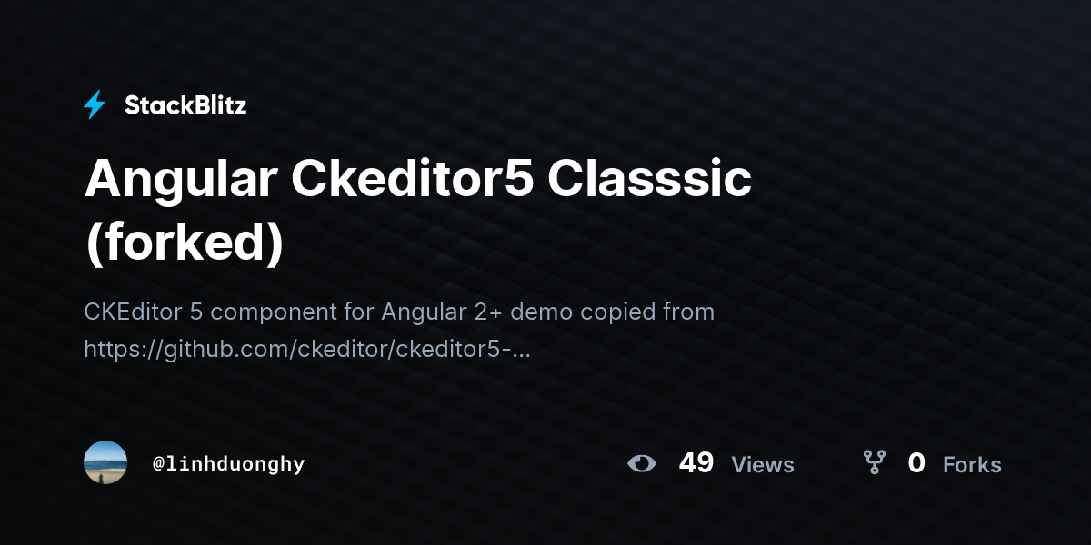 Angular Ckeditor5 Classsic (forked) - StackBlitz