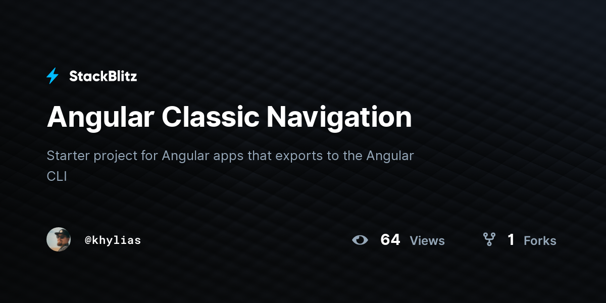 Angular Classic Navigation - StackBlitz