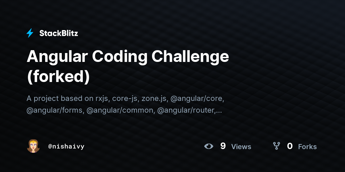 Angular Coding Challenge (forked) - StackBlitz Angular Coding Challenge (forked) - StackBlitz