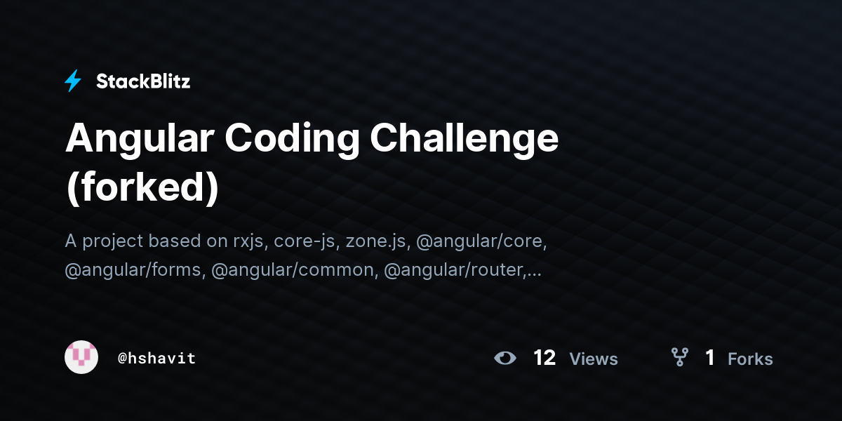 Angular Coding Challenge (forked) - StackBlitz