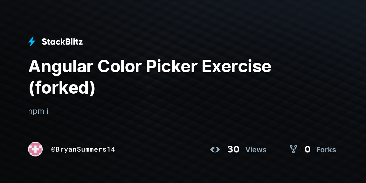 Angular Color Picker Exercise (forked) - StackBlitz Angular Color Picker Exercise (forked) - StackBlitz