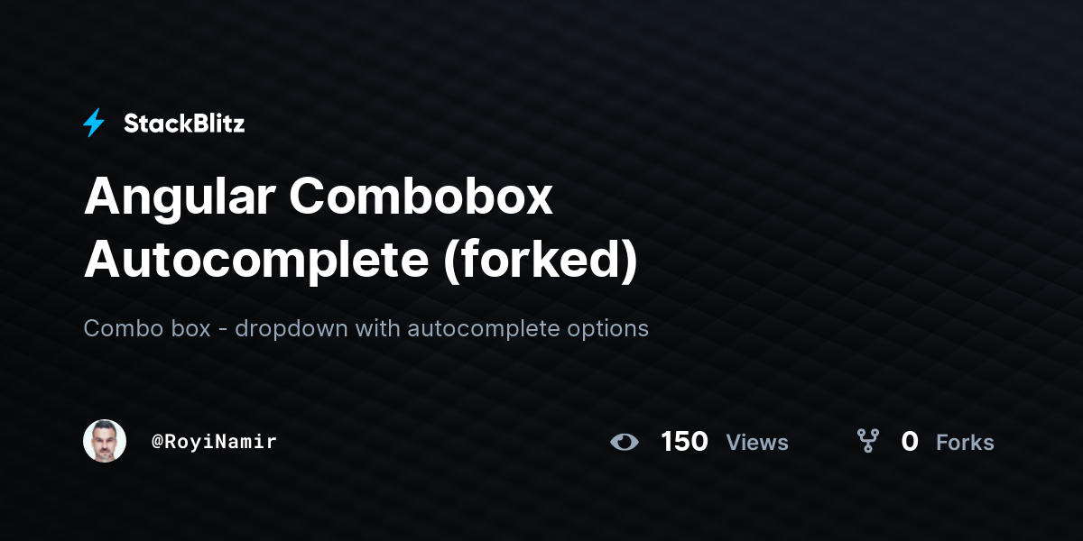 Angular Combobox Autocomplete (forked) - StackBlitz Angular Combobox Autocomplete (forked) - StackBlitz