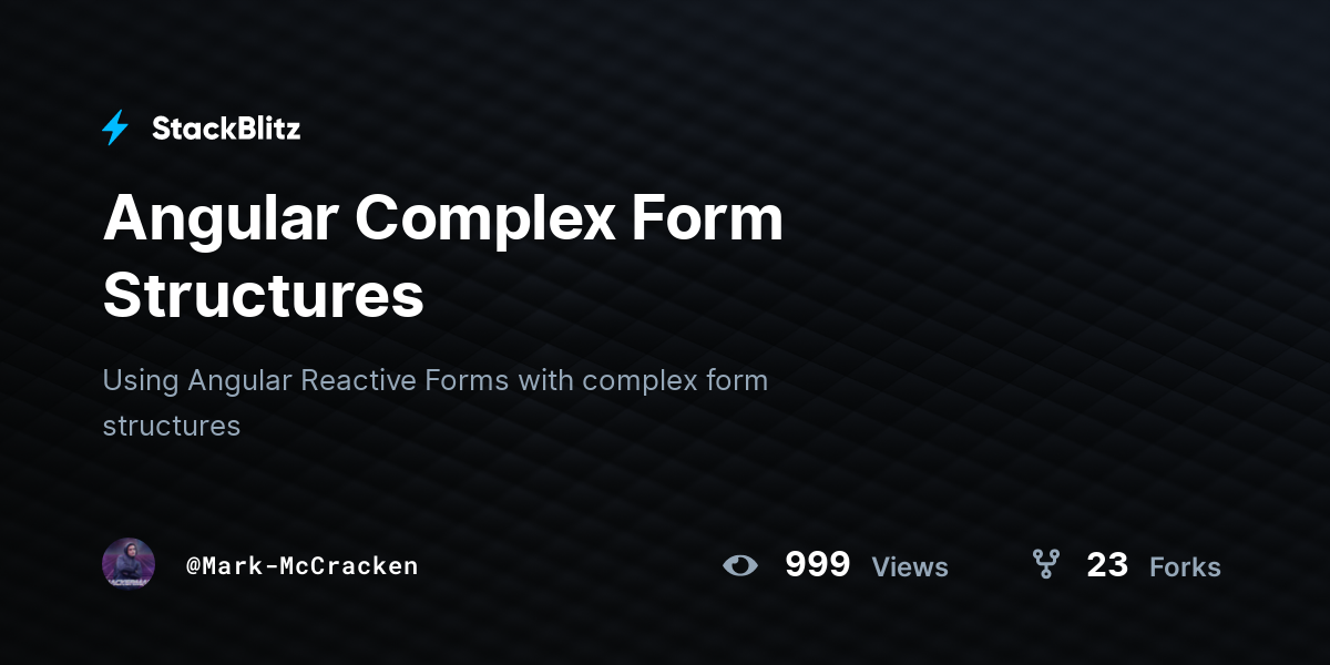 Angular Complex Form Structures - StackBlitz