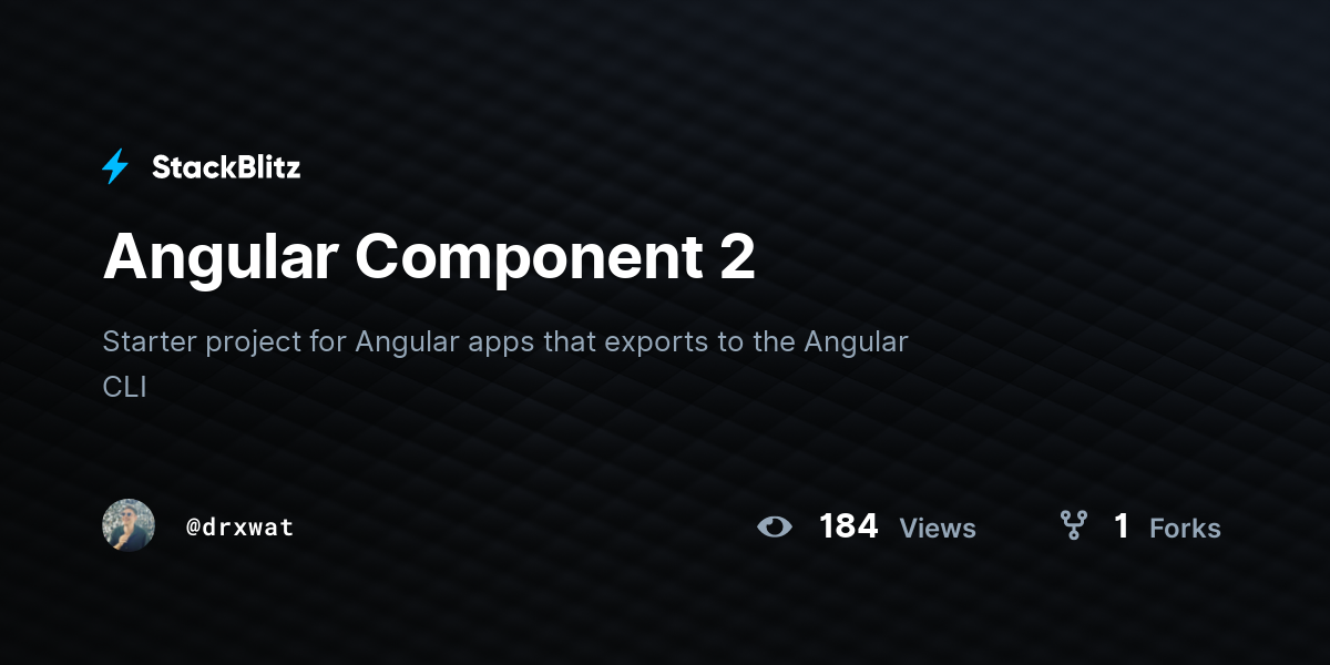 Angular Component 2 - StackBlitz