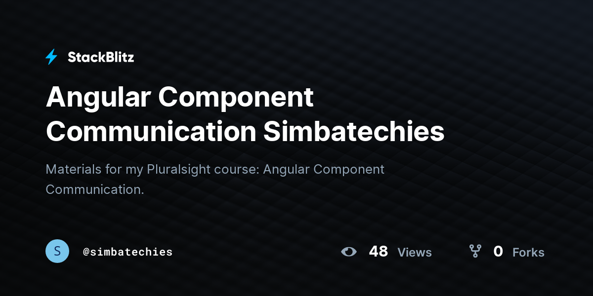 Angular Component Communication Simbatechies - StackBlitz