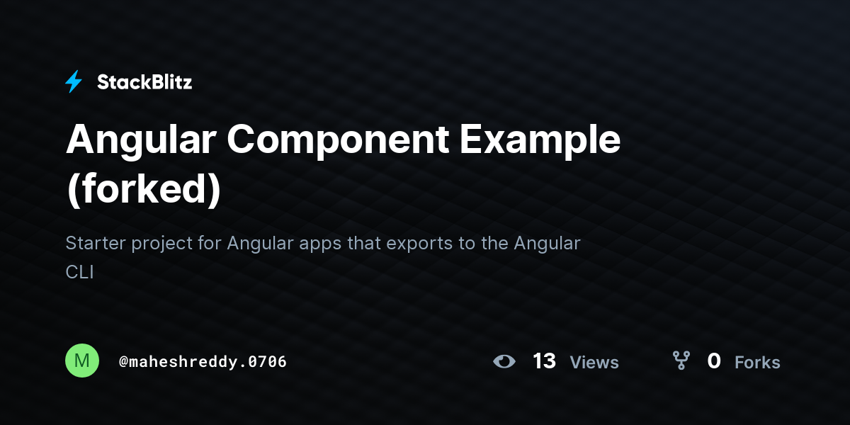 Angular Component Example (forked) - StackBlitz