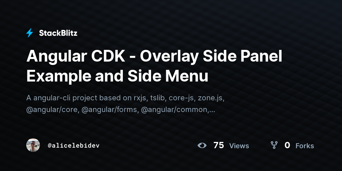 Angular CDK - Overlay Side Panel Example and Side Menu - StackBlitz