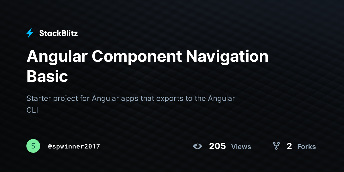 Angular Component Navigation Basic - StackBlitz