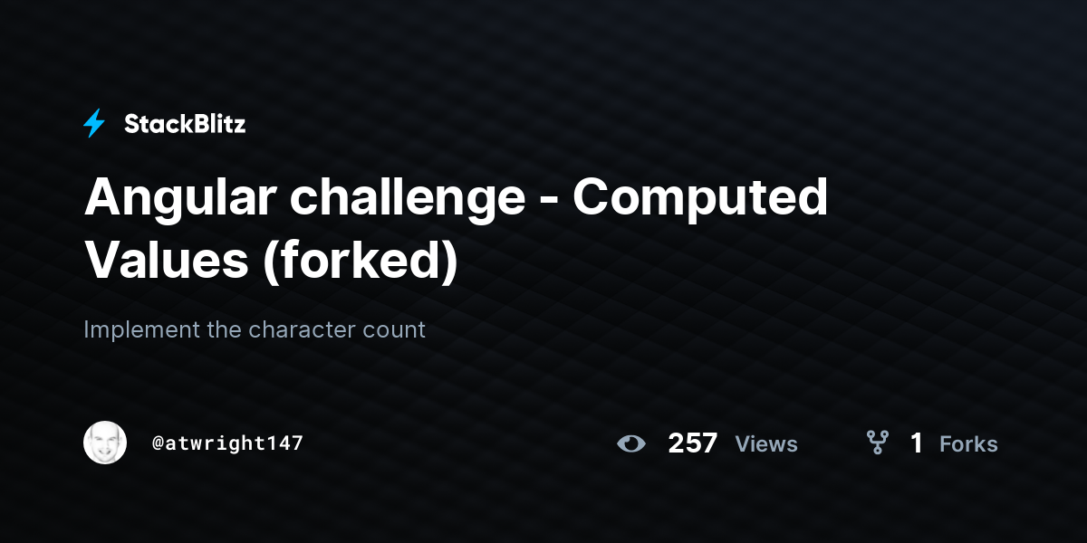 Angular challenge - Computed Values (forked) - StackBlitz Angular challenge - Computed Values (forked) - StackBlitz