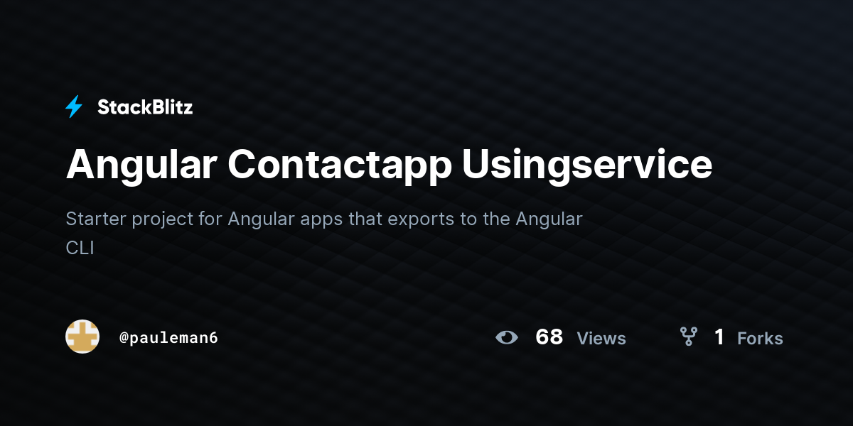 Angular Contactapp Usingservice - StackBlitz