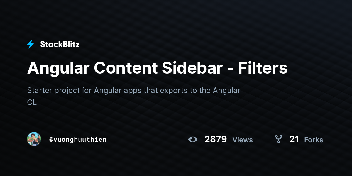 Angular Content Sidebar - Filters - StackBlitz