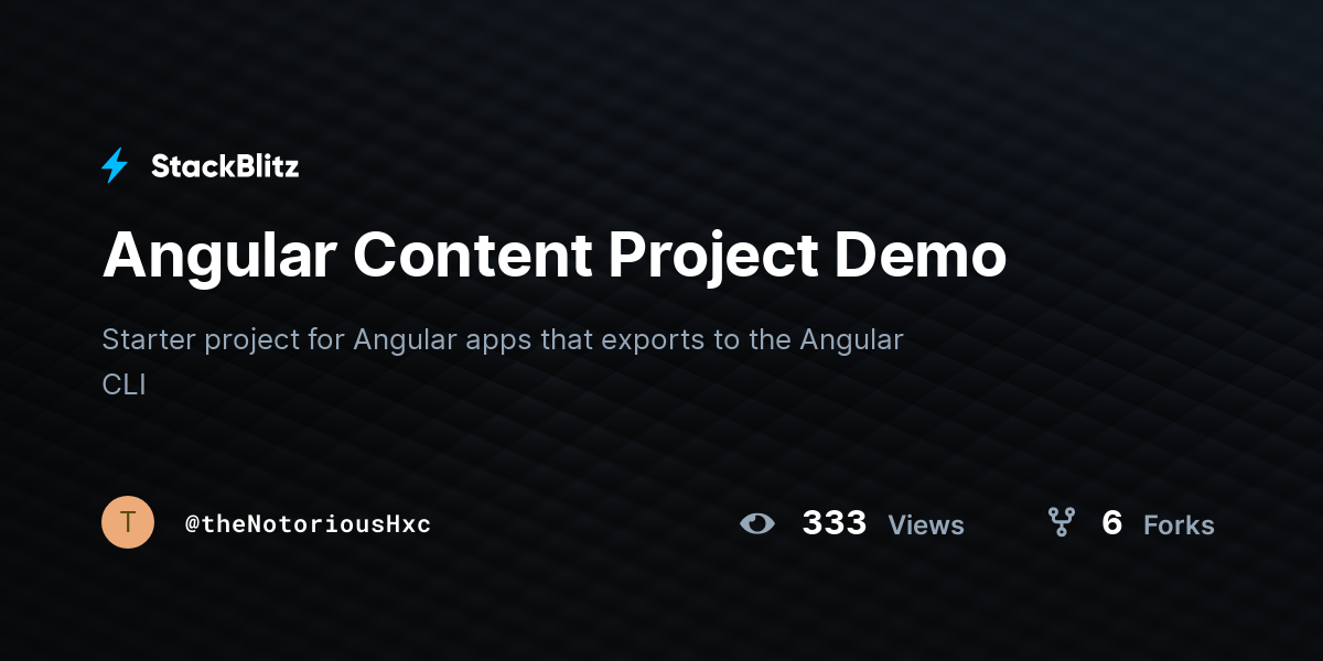 Angular Content Project Demo - StackBlitz