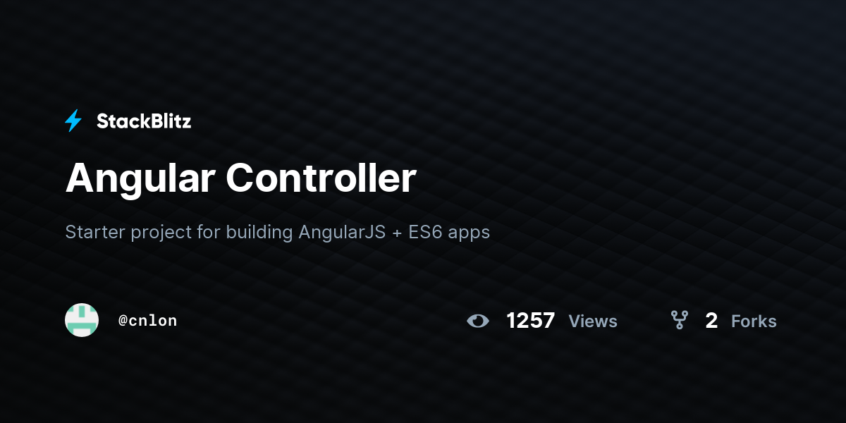 Angular Controller - StackBlitz Angular Controller - StackBlitz