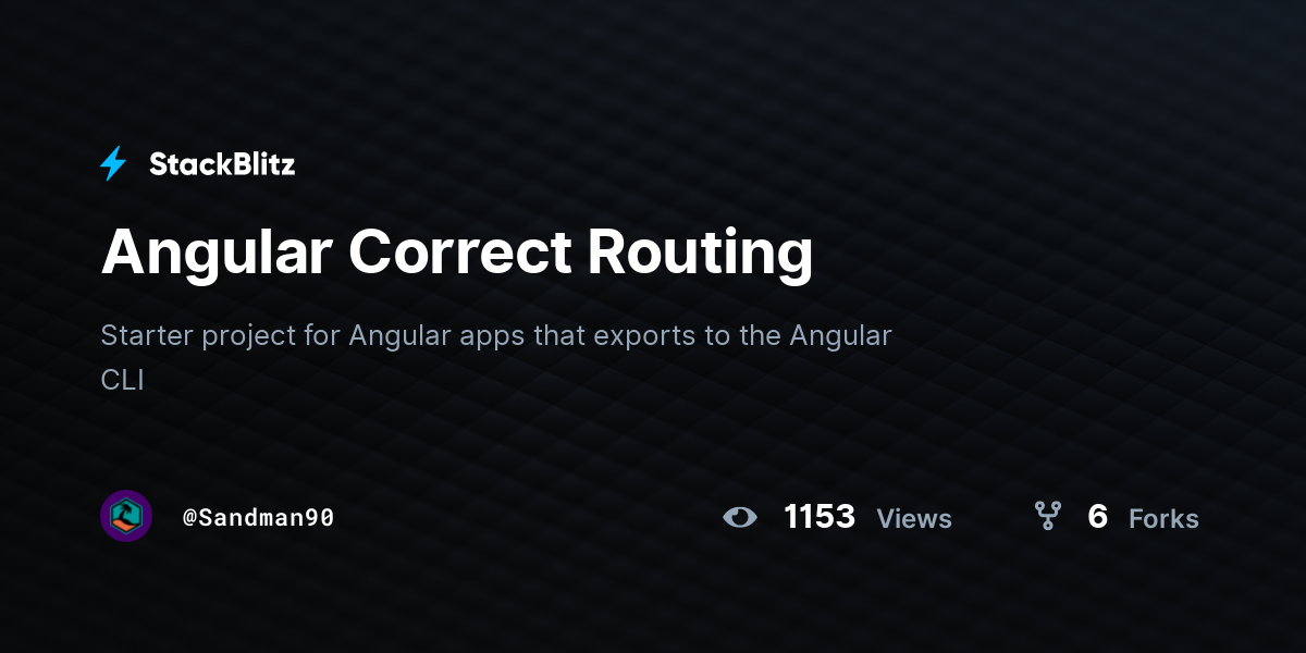 Angular Correct Routing - StackBlitz