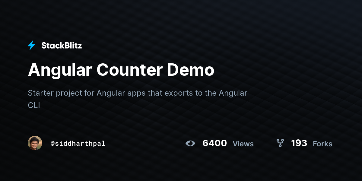 Angular Counter Demo - StackBlitz Angular Counter Demo - StackBlitz
