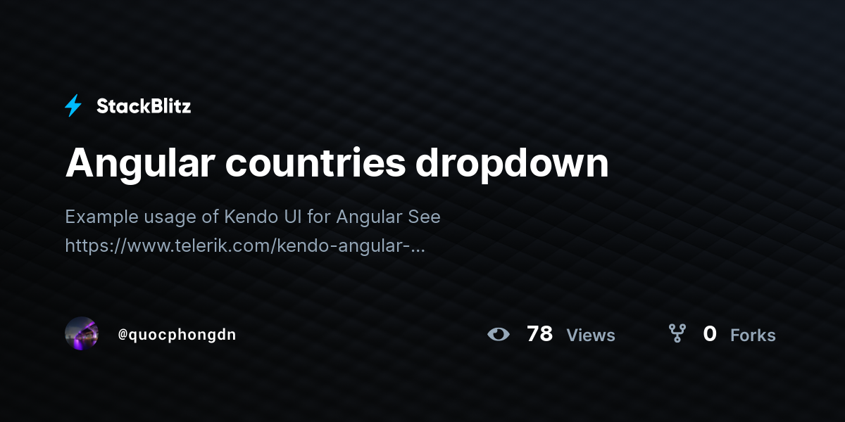 Angular Countries Dropdown Stackblitz