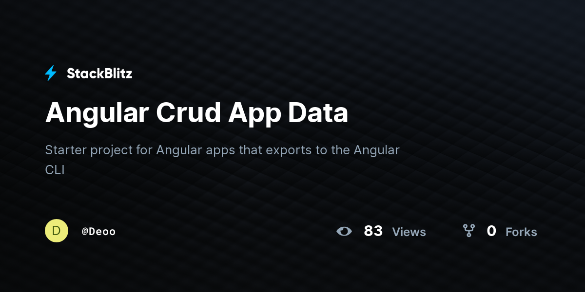 Angular Crud App Data - StackBlitz Angular Crud App Data - StackBlitz