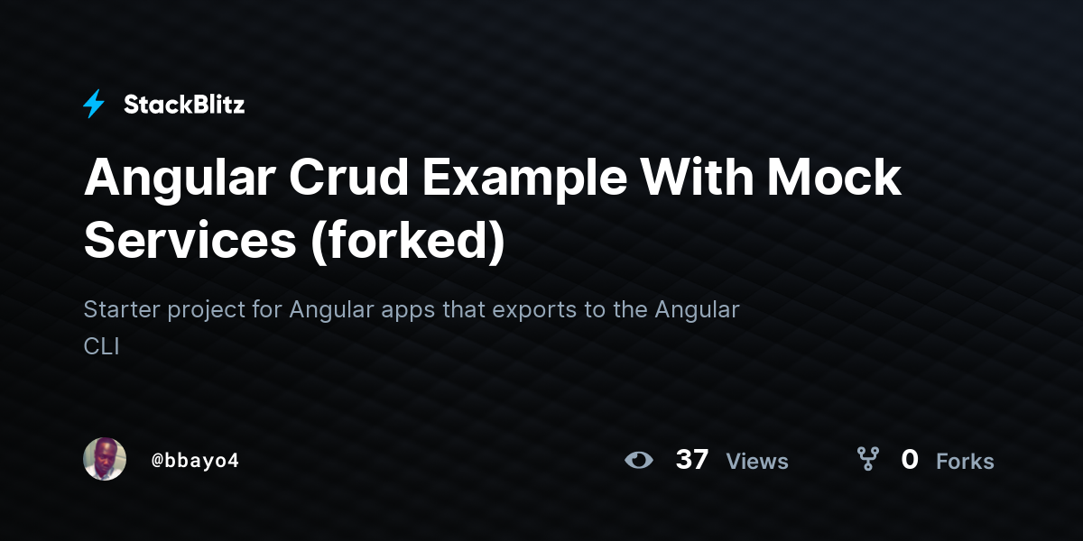 Angular Crud Example With Mock Services (forked) - StackBlitz